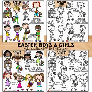 Doodle Kids Clipart Bundle 3 Doodle Boy and Girl Bundle 3 St Patrick's ...