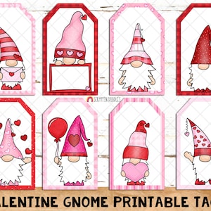 Valentine Gnome Printable Tags - Valentines Day Printable Gift Tags ...