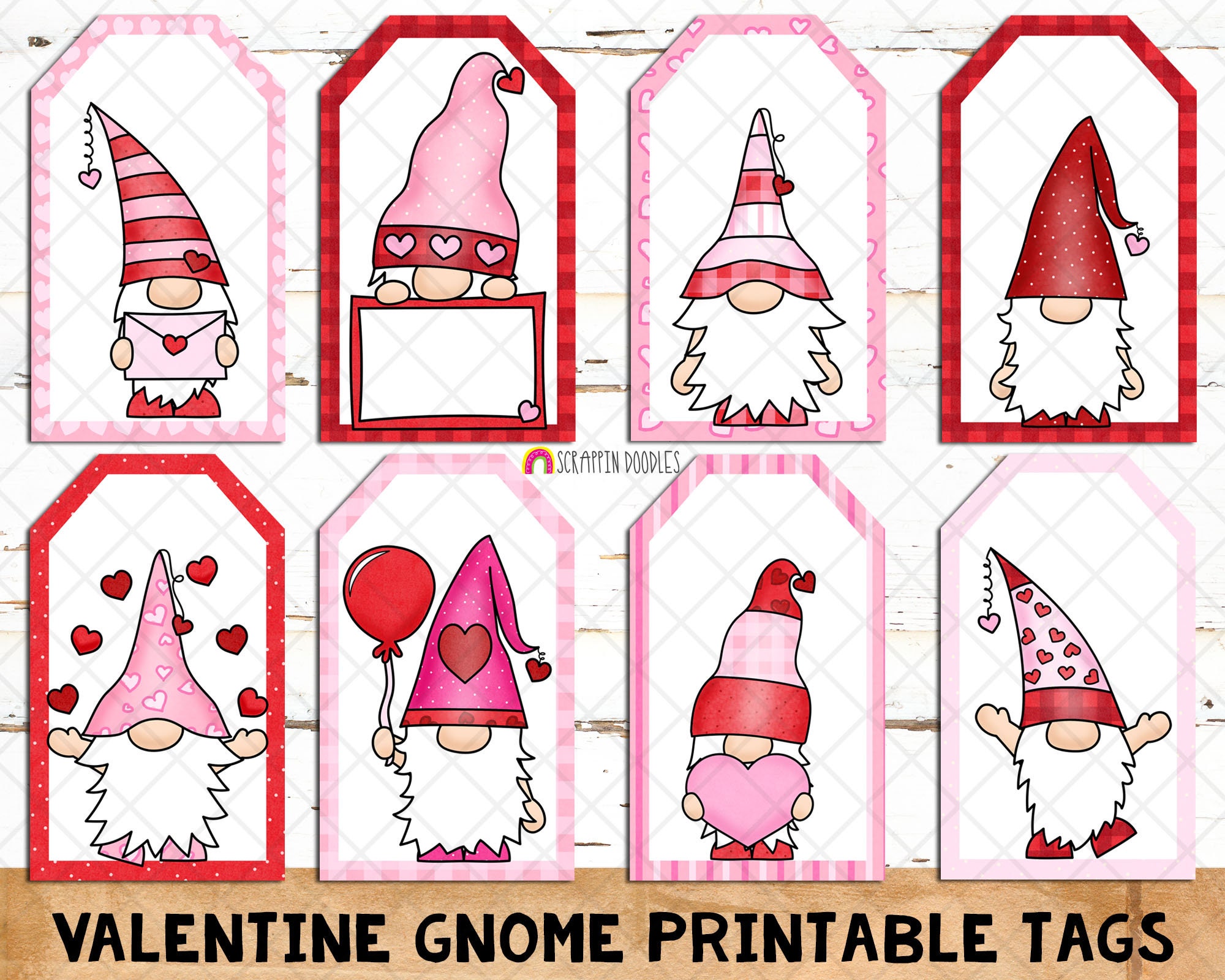 Valentine Gnome Printable Tags - Valentines Day Printable Gift Tags ...