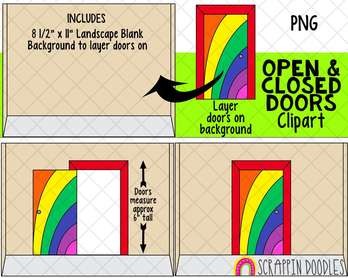 Door Clipart Open Doors Clip Art Closed Doors Entryway - Etsy Canada