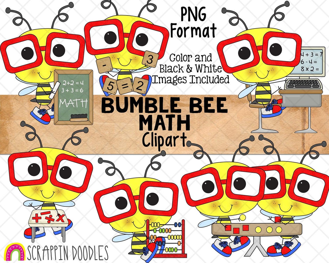 Bumble Bee Math Clipart Commercial Use Sublimation Hand Drawn PNG - Etsy