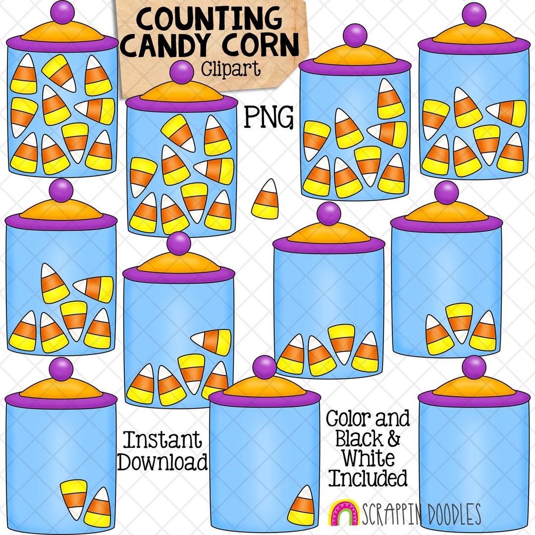 Counting Candy Corn Clipart - Halloween Candies in Jar Counting ...