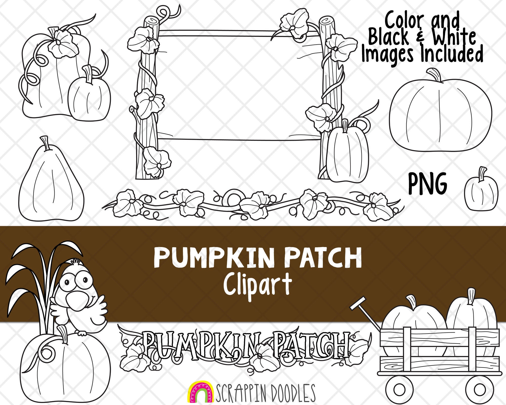 Pumpkin Patch Clip Art Black And White