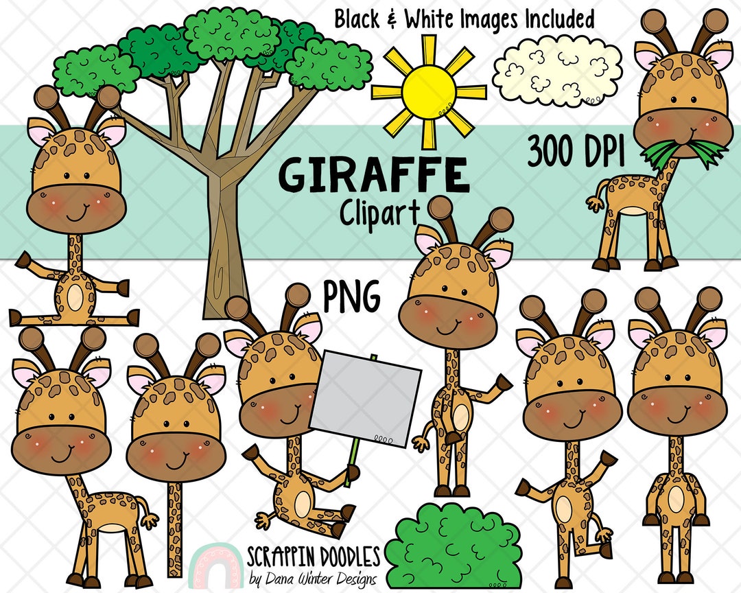 Giraffe Clipart - Cute Giraffe Clipart - Baby Giraffe Nursery - Safari ...