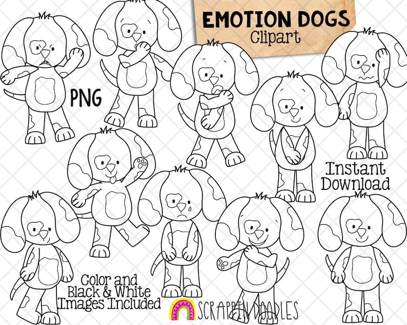 Emotion Dogs Clipart Feelings and Expressions Images Emoji Dog ...