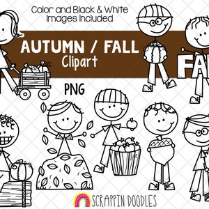Autumn Clipart Doodle Boys Fall Fun Clip Art Fall Farm - Etsy