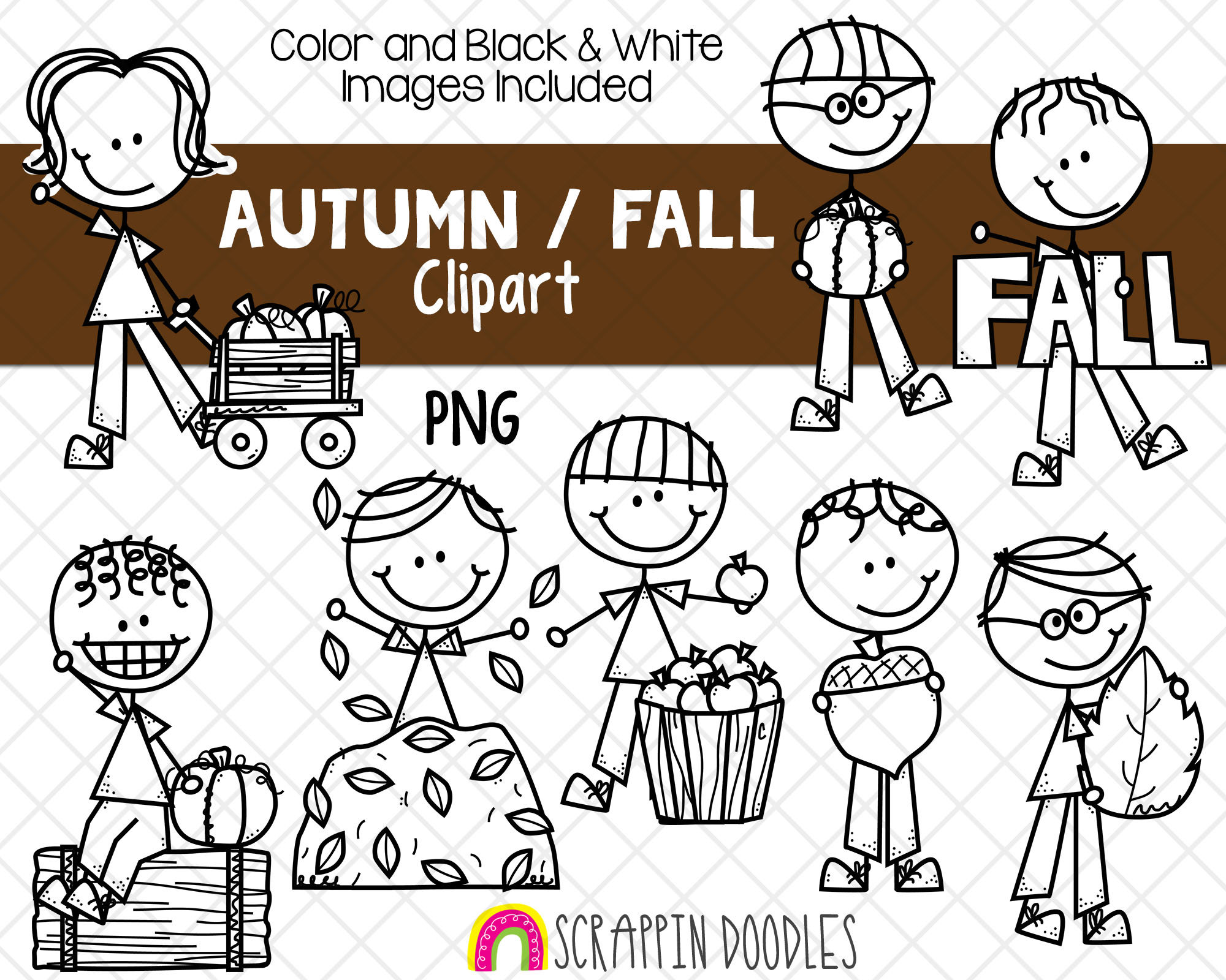 Autumn Clipart Doodle Boys Fall Fun Clip Art Fall Farm - Etsy