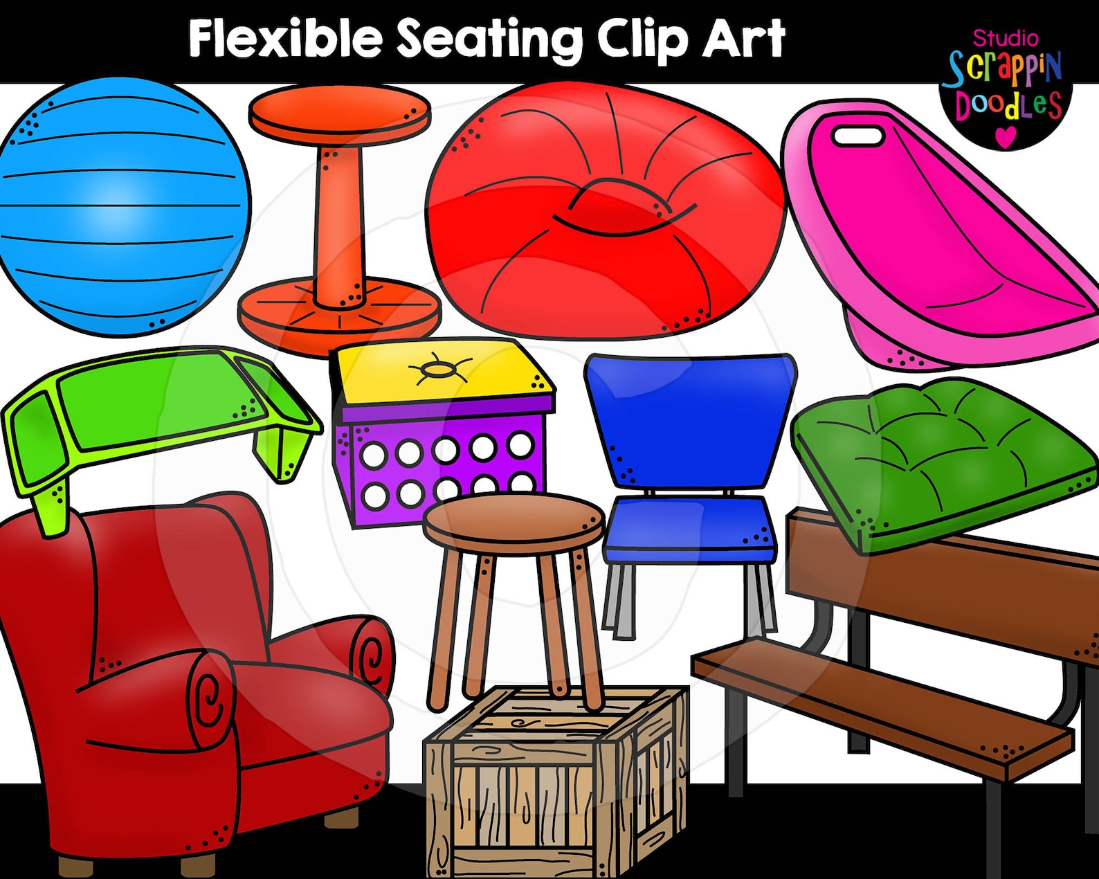 Flexible Seating Clip Art - Cute Commercial Use Seating Themed Graphics ...