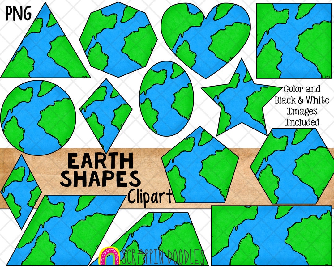 Earth Shapes Clipart - Commercial Use 2D Shape Clip Art - Earth Day ...