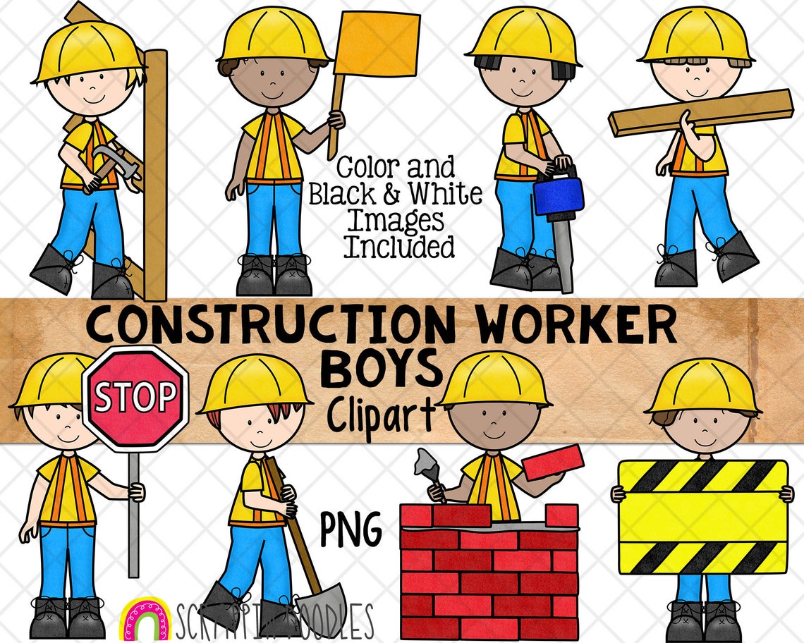 Construction Worker Clipart - Boys Doing Construction - Brick Layer ...