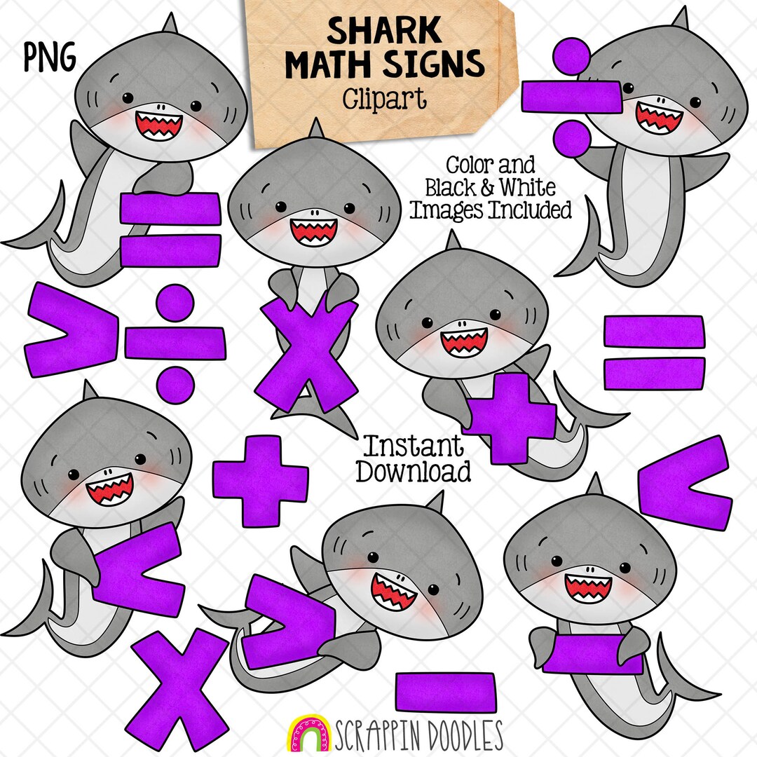 Math Sign Sharks Clip Art - Grey Shark Clipart - Sharks Holding ...
