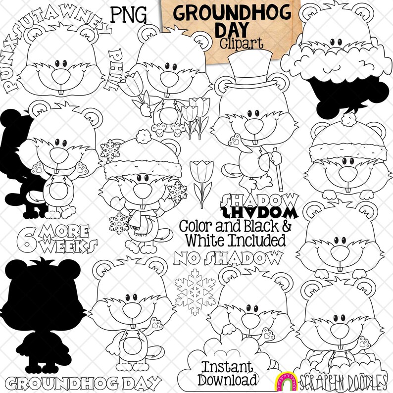 Groundhog Day Clip Art Punxsutawney Phil Clipart Ground Hog Shadow ...