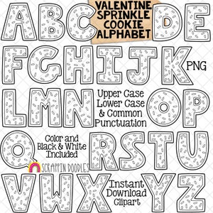 Valentine Cookie Alphabet Clipart - Pink Sprinkle Cookie Letters Clip ...