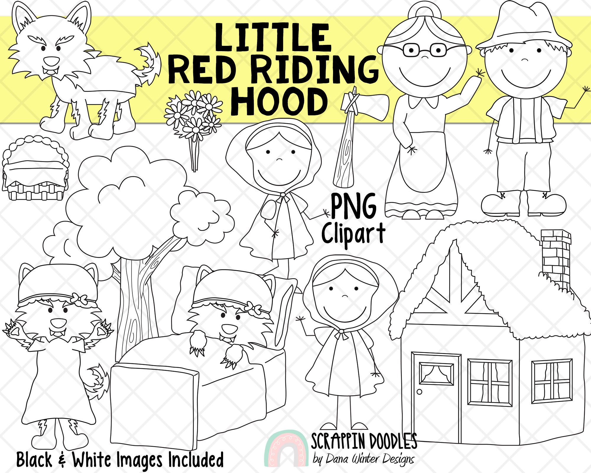 Little Red Riding Hood Clipart - Kids Story Clip Art - Nursery Rhyme ...