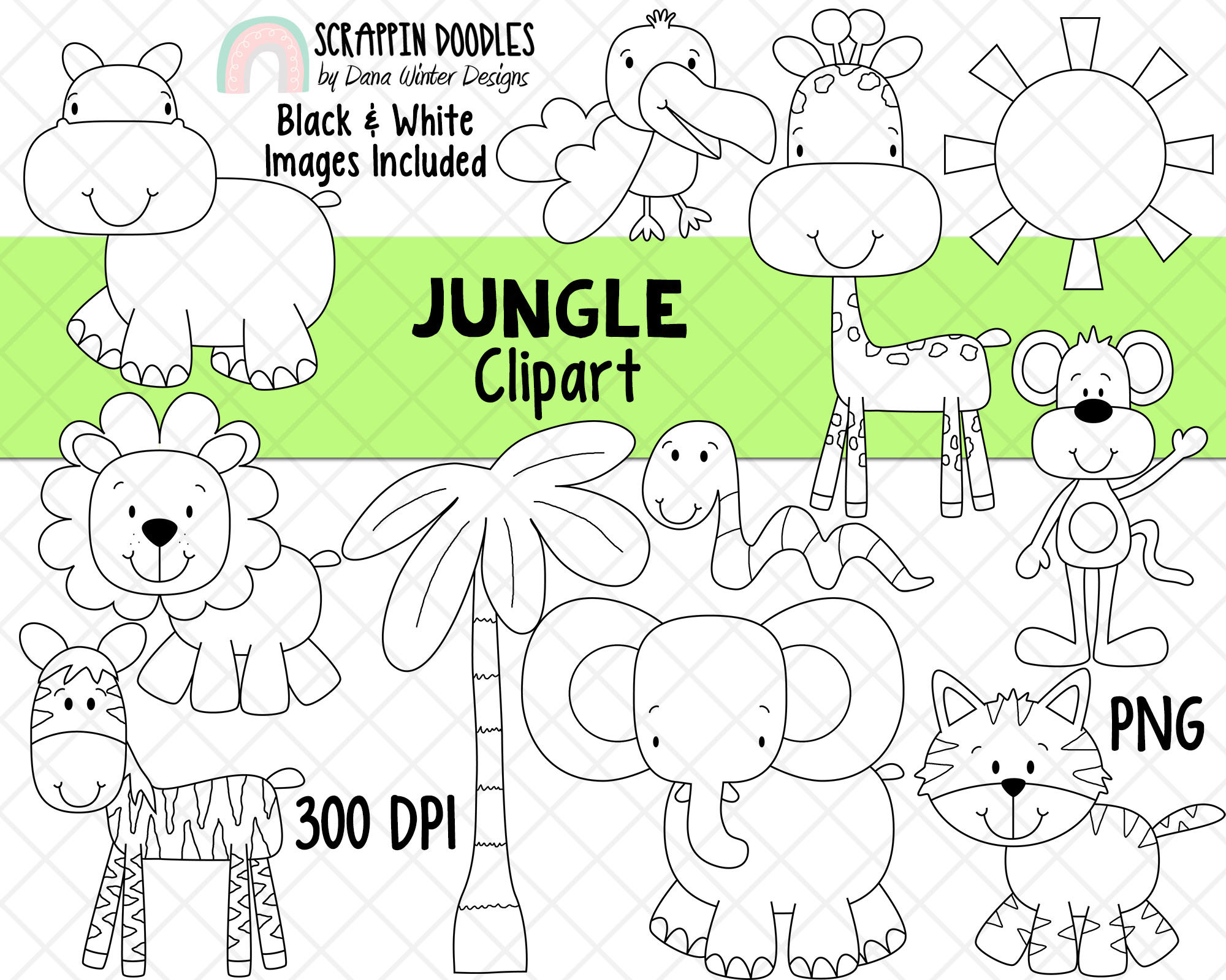 Jungle Animal Clipart - Cute Animal - Safari Clipart - Safari Baby ...