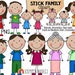 Stick Family Clip Art - Various Hair Colors - Stick Figures - Stick ...