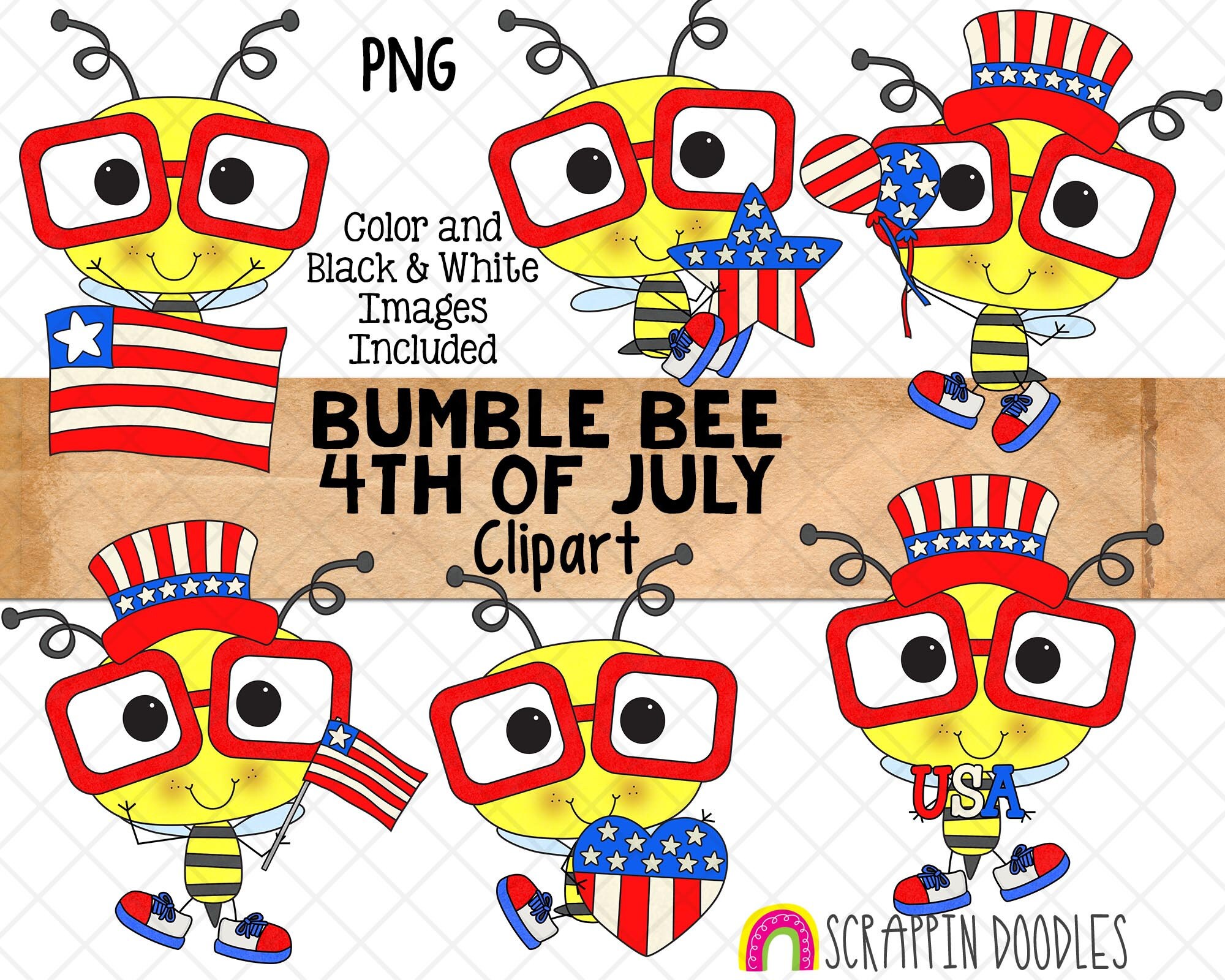 Bumble Bee Clipart Bundle - Commercial Use - Sublimation - Hand Drawn ...