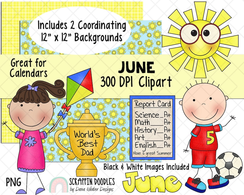 Calendar Clipart - June Bulletin Board - June Clipart - Fathers Day ...