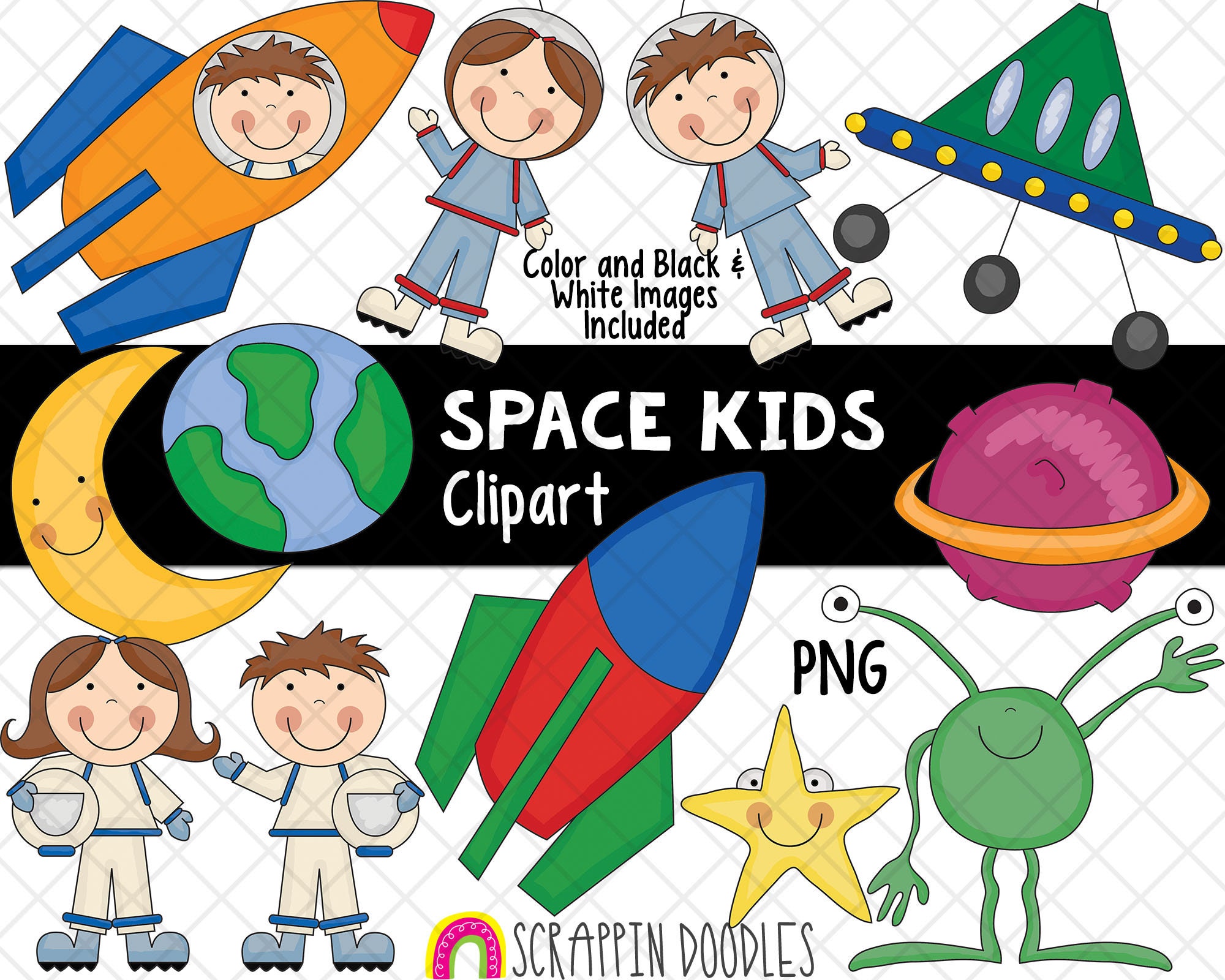 Space Clipart Outerspace Clipart Astronaut Clipart Alien Clipart Rocket ...