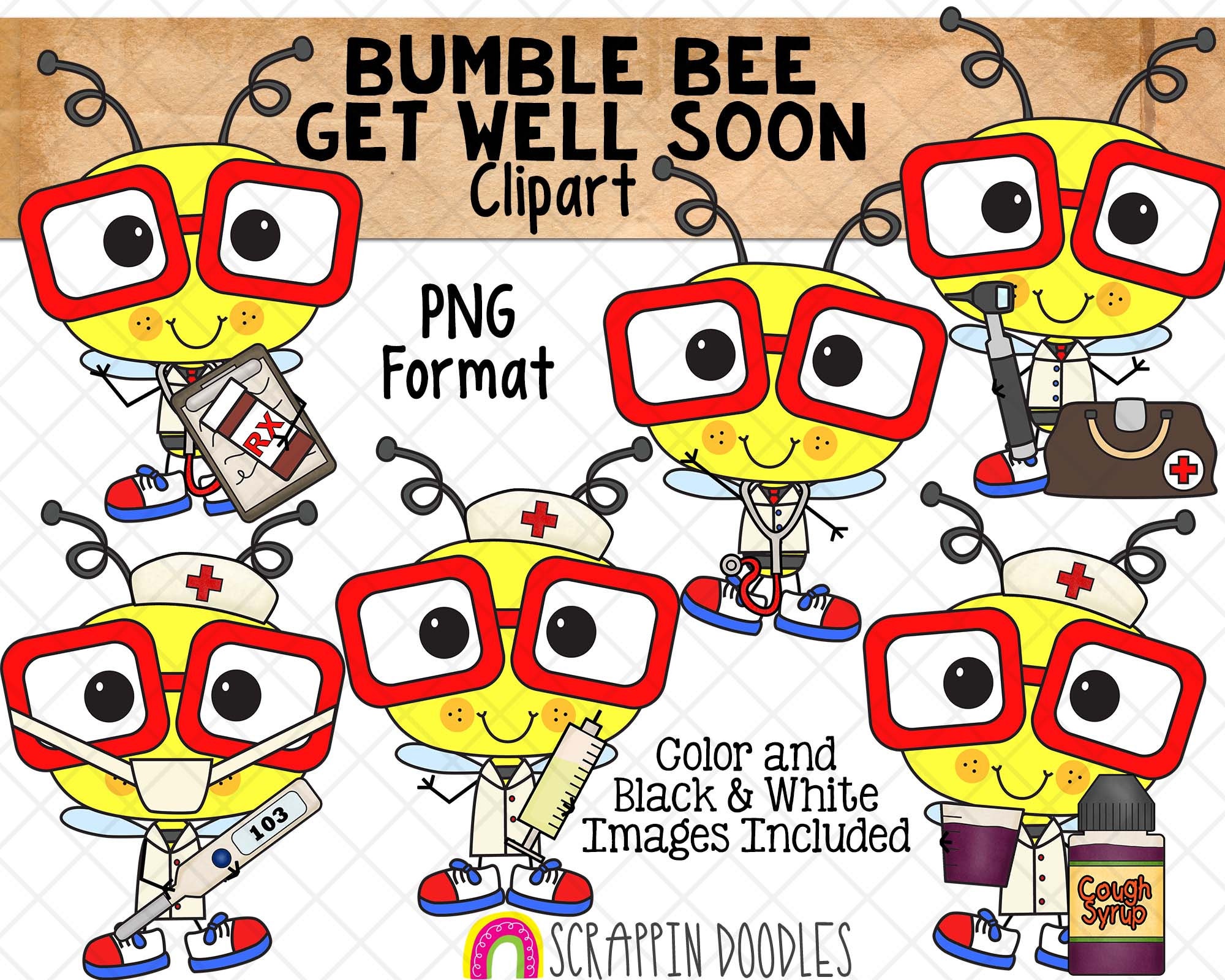 Bumble Bee Clipart Bundle - Commercial Use - Sublimation - Hand Drawn ...