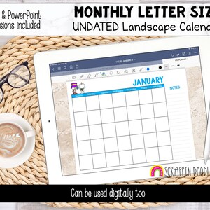 UNDATED Landscape Calendar - Printable and Digital Monthly Calendar ...