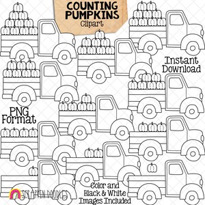 Counting Pumpkins Clipart - Autumn Pumpkin in Farm Truck Counting ...