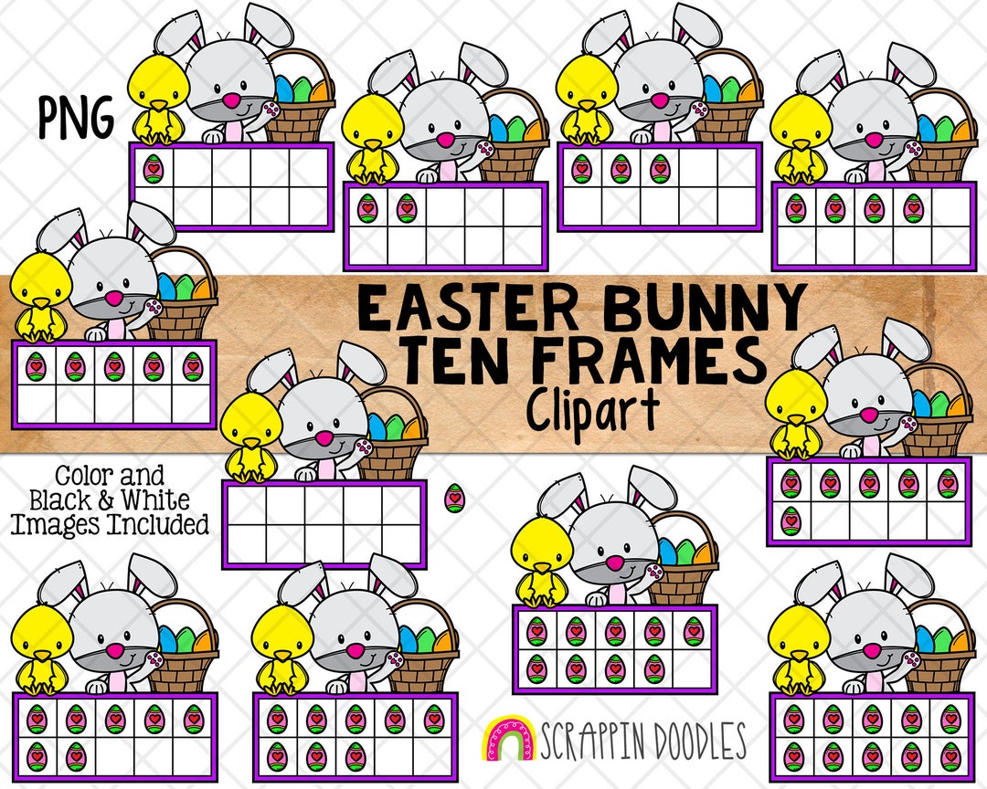 Bunny Rabbit Ten Frames Clip Art - Commercial Use Easter Rabbits ...