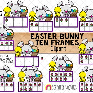 Bunny Rabbit Ten Frames Clip Art - Commercial Use Easter Rabbits ...
