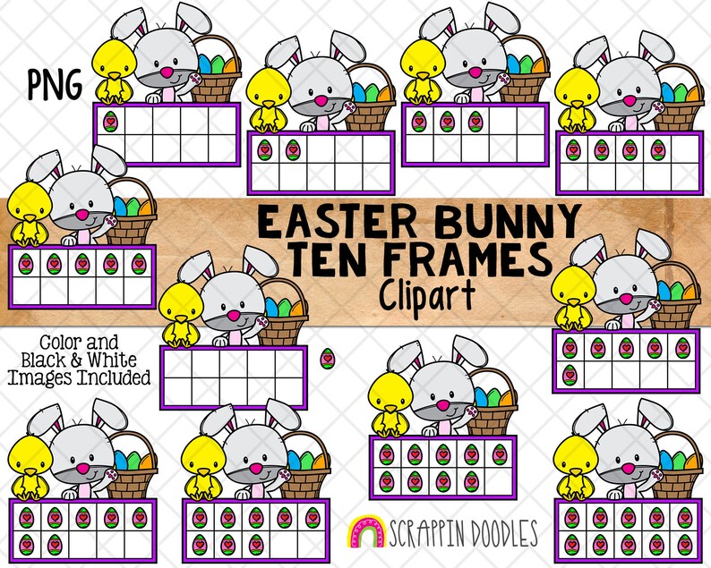 Bunny Rabbit Ten Frames Clip Art Commercial Use Easter - Etsy