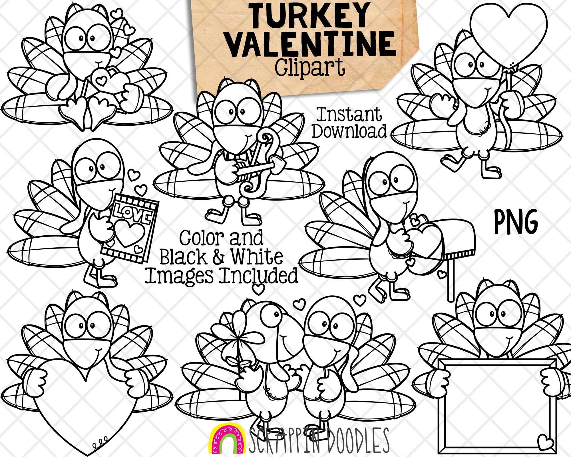 Turkey Clipart Valentine Turkey Clipart Valentine Graphics - Etsy