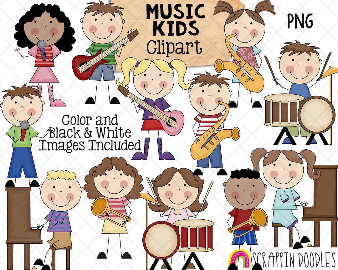 Music Clipart - Kids Band Clip Art - Instruments - Piano - Guitar ...