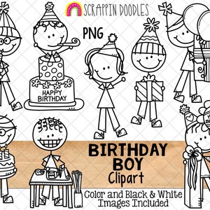 Birthday Clipart Doodle Boys Birthday Clip Art Birthday - Etsy