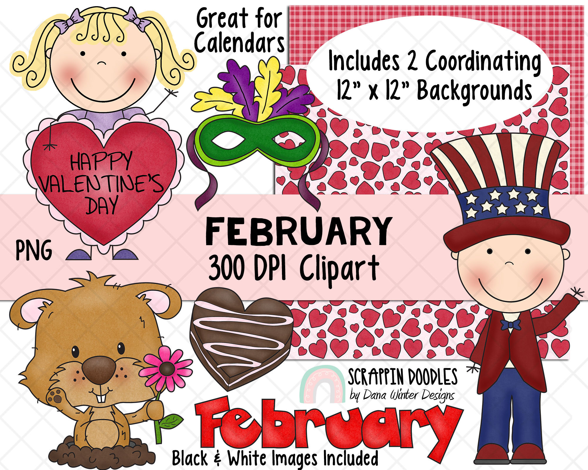 February Border Clip Art