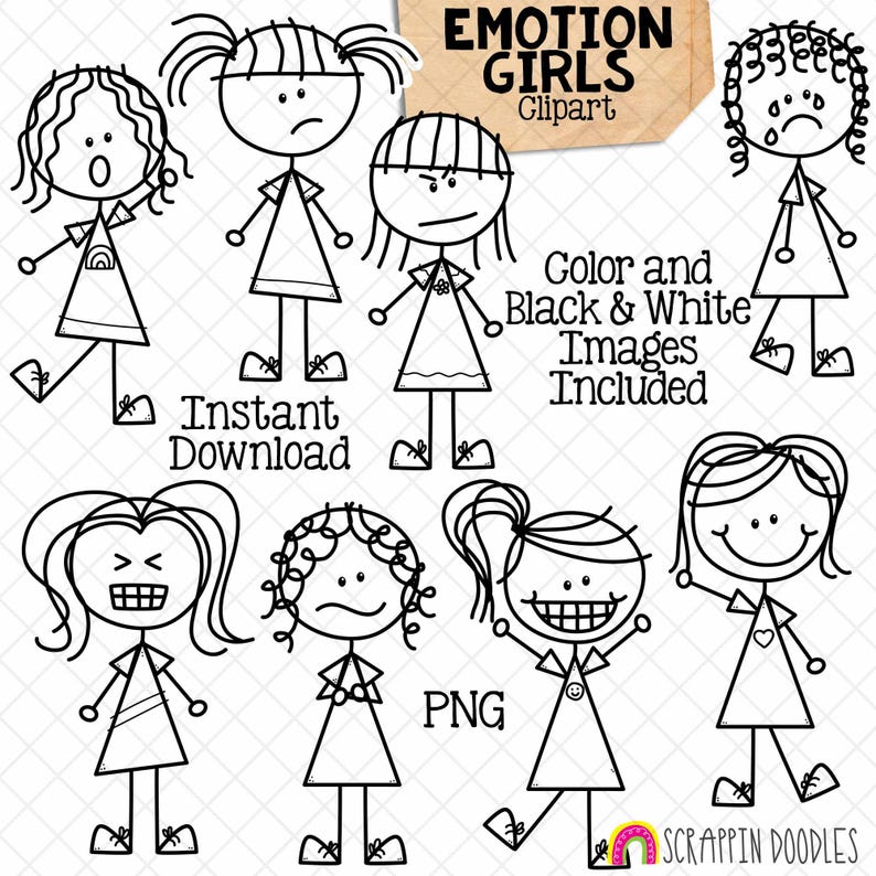 Emotion Clipart Doodle Girl Expression Clip Art Facial Expressions ...