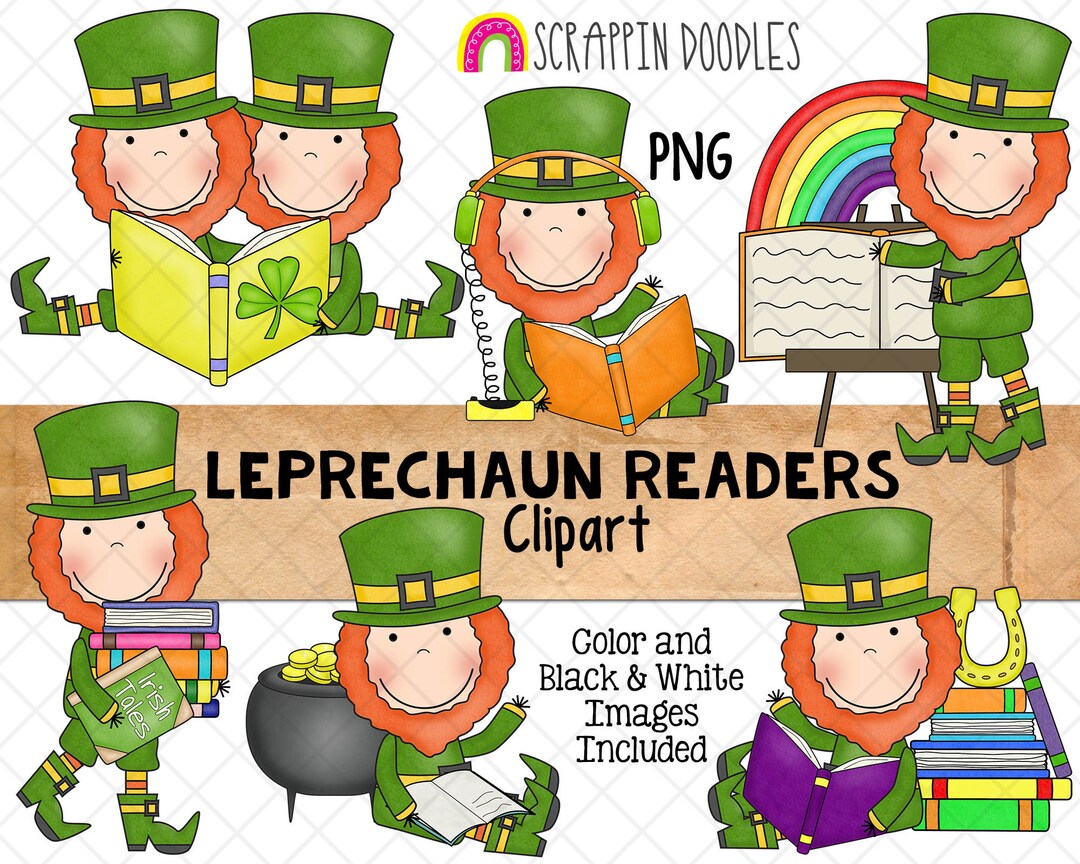 Leprechaun Reading Clipart - St. Patrick's Day Book Leprechauns - Irish ...
