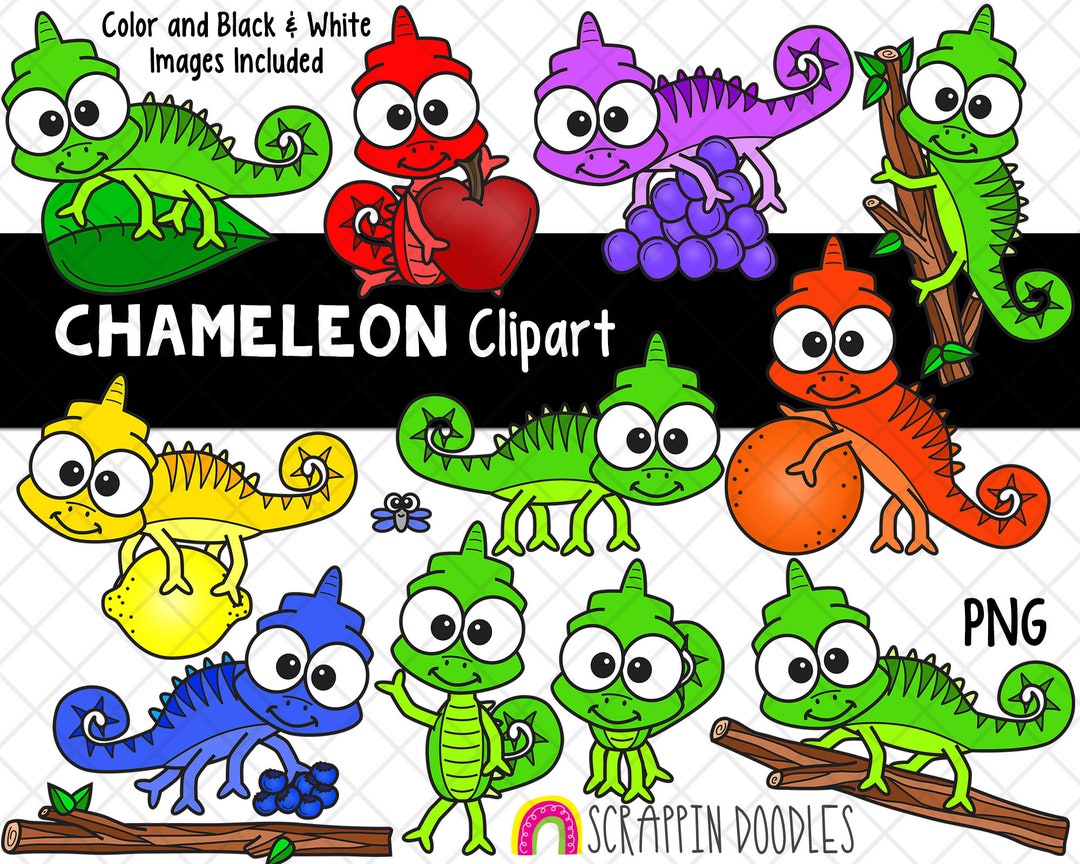 Chameleon Clipart - Colored Chameleon Clipart - Lizard - Color Chaging ...