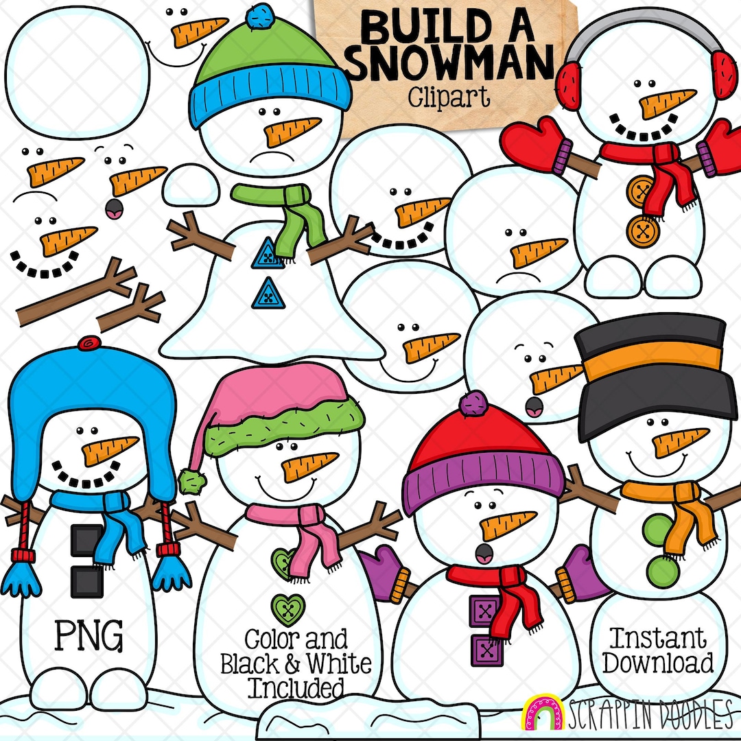 Build a Snowman Clipart - Snowmen Pieces - Winter - CU PNG - Etsy