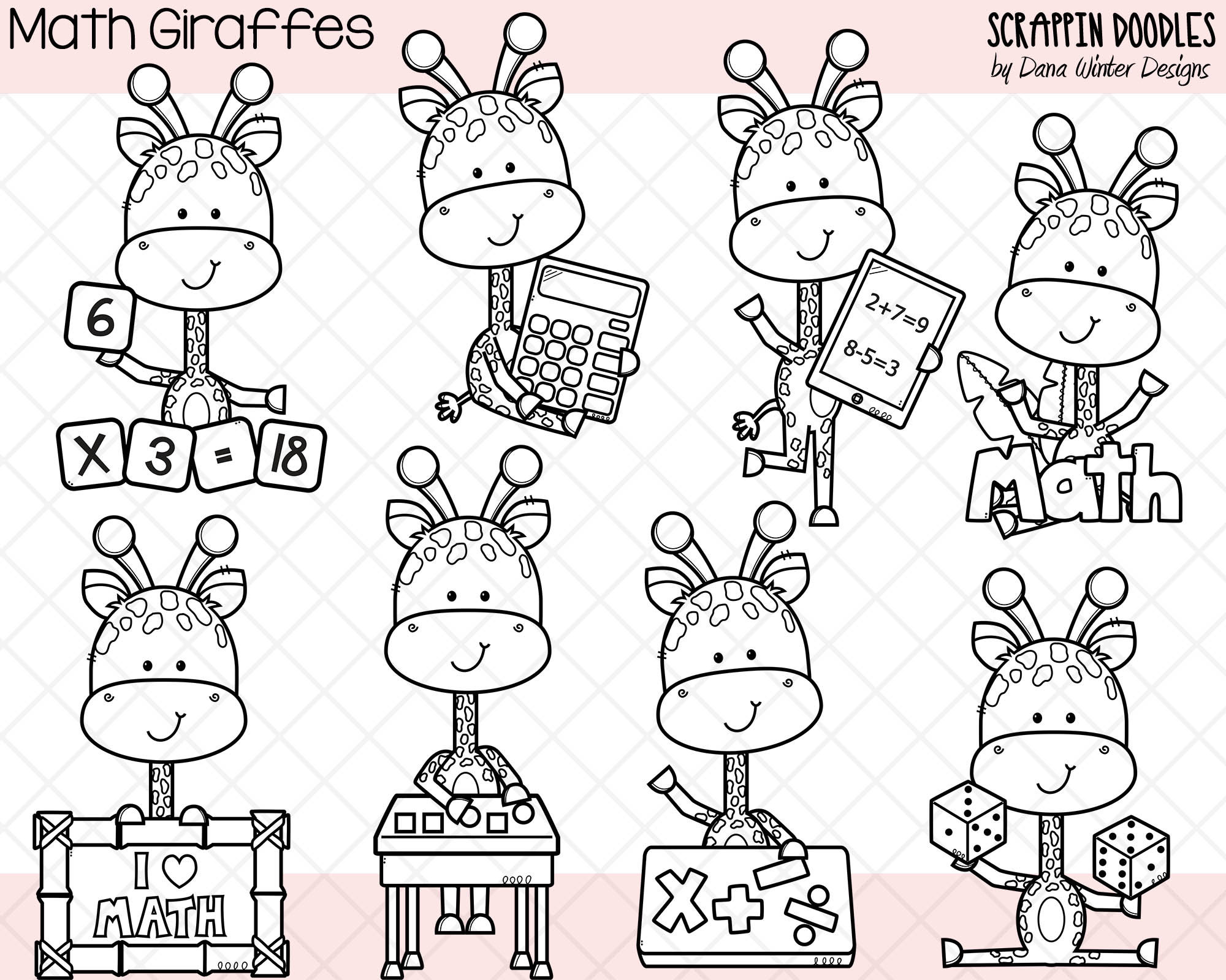 Math Giraffes Clip Art Cute Commercial Use Giraffe Clipart School ...