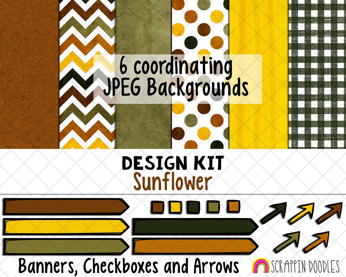 Sunflower Design Kit Cover Page Templates Digital Planner | Etsy