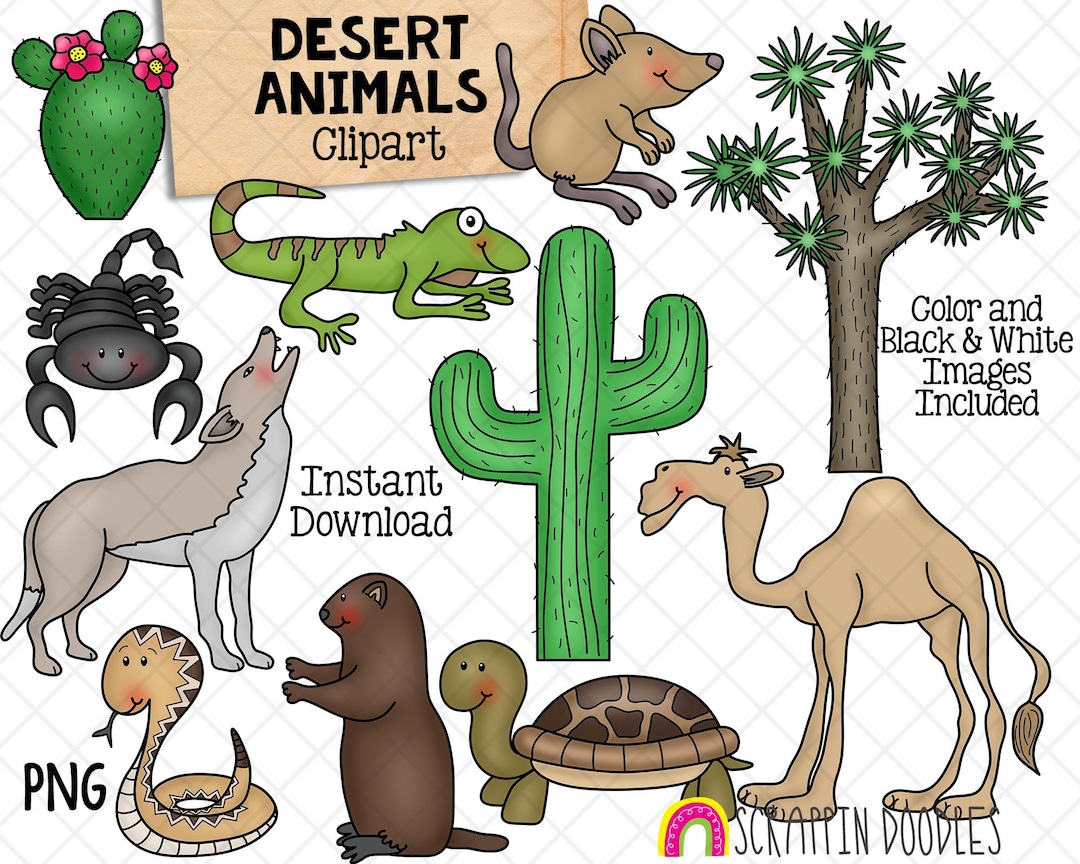 Desert Animals Clipart - Scorpion - Camel - Cactus - Joshua Tree ...