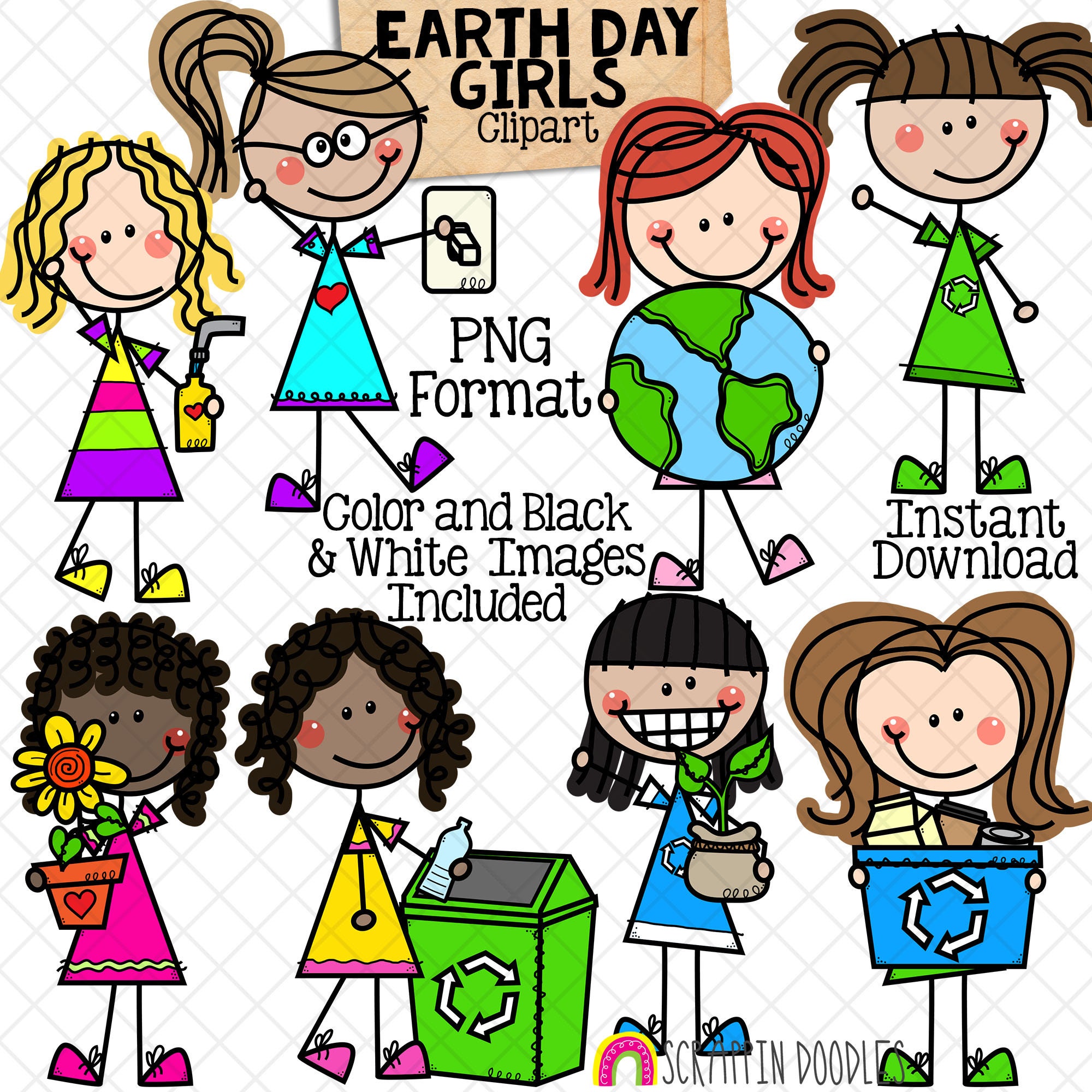 Earth Day Clip Art Black And White