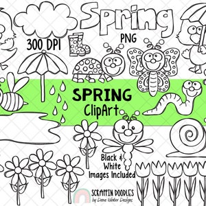Spring Clipart - Spring BUNDLE - Garden Clipart - Spring Flowers - Hand ...