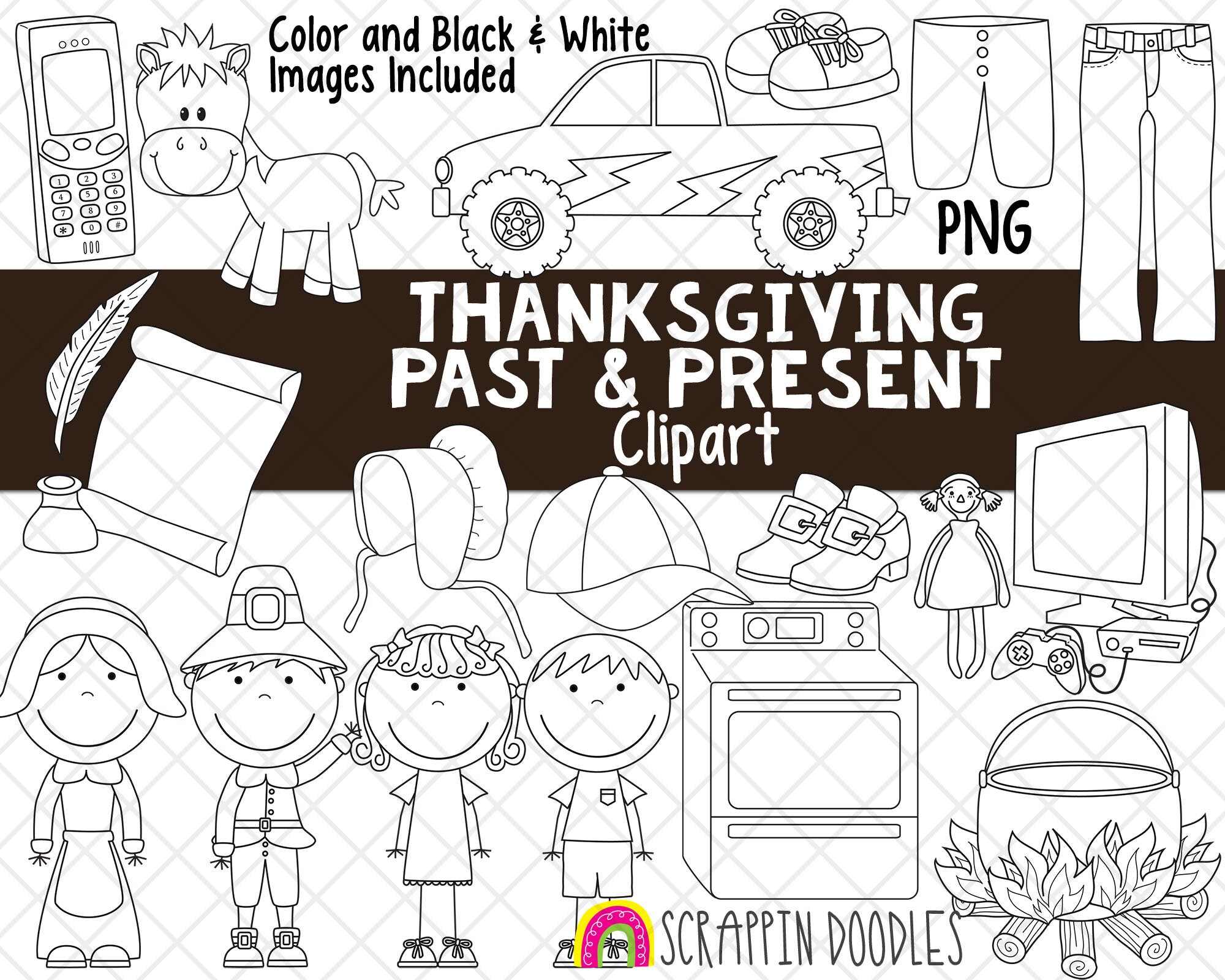 Thanksgiving Past Clipart Thanksgiving Present Graphics Pilgrim Clipart ...