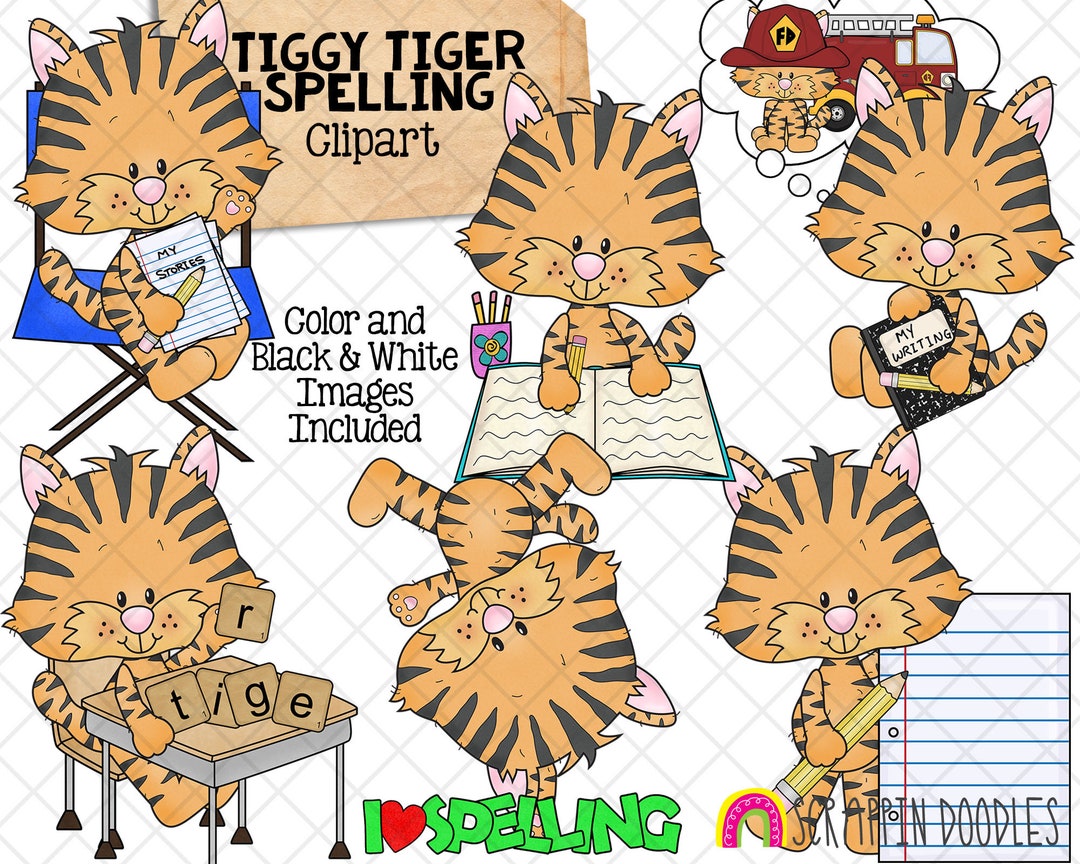 Tiger Clipart - Spelling Tigers - Baby Tiger Cub - Jungle Cat - Animals ...