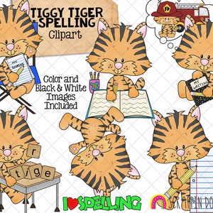 Tiger Clipart - Spelling Tigers - Baby Tiger Cub - Jungle Cat - Animals ...