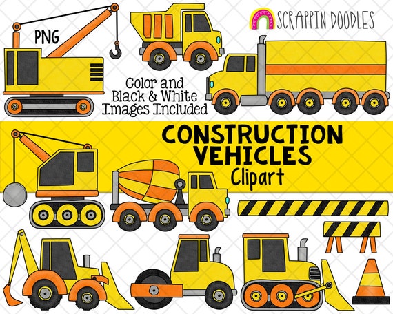 Construction Vehicles Clipart Black And White