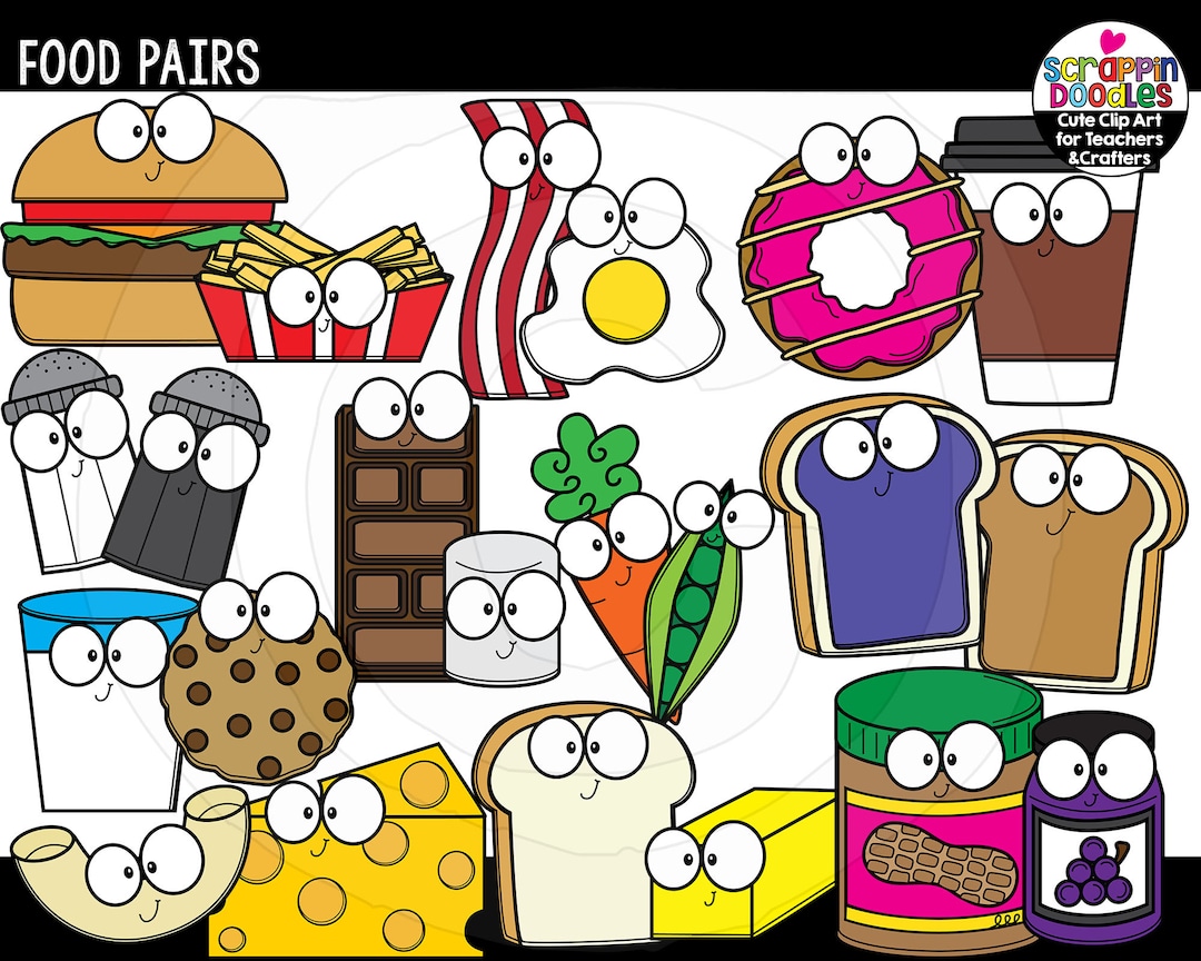 Food Pairs Clip Art - Cute Commercial Food That Go Together Clipart ...