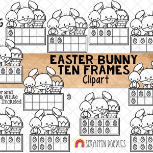 Bunny Rabbit Ten Frames Clip Art - Commercial Use Easter Rabbits ...