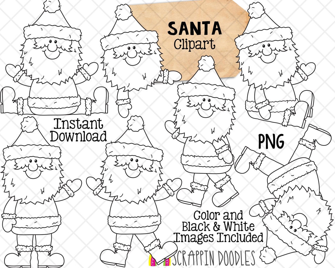 Santa Claus Clipart Santa Poses Clip Art Instant Download - Etsy