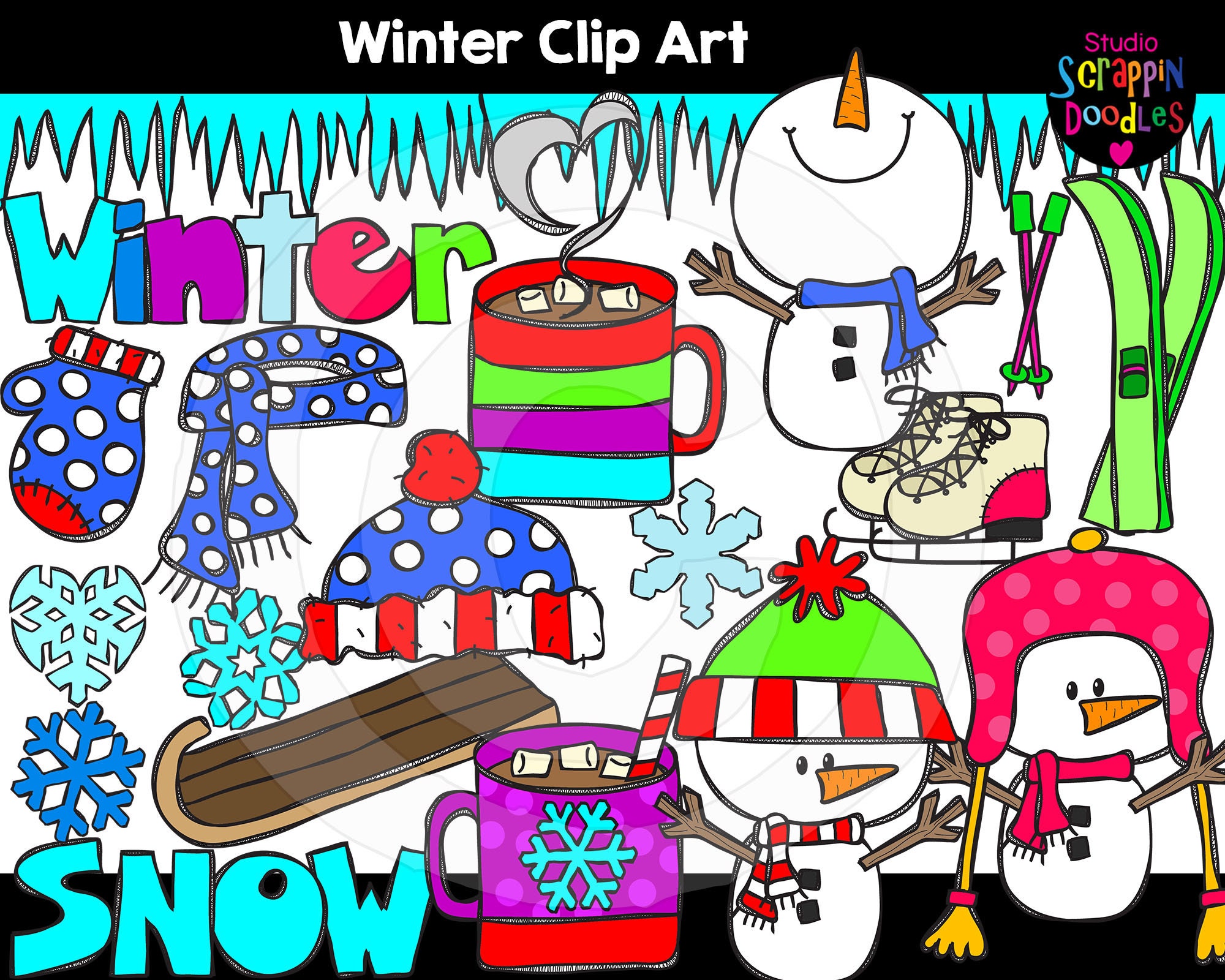 Winter Clip Art - Cute Commercial Use Winter Season Clip Art, Winter ...